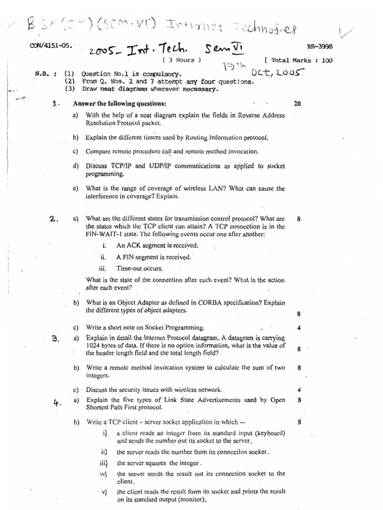TY BSC IT Question Papers Mumbai University | PDF