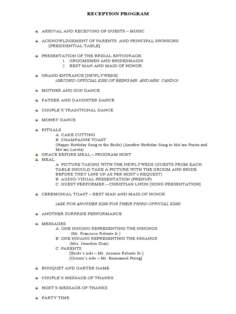 Reception Program | PDF