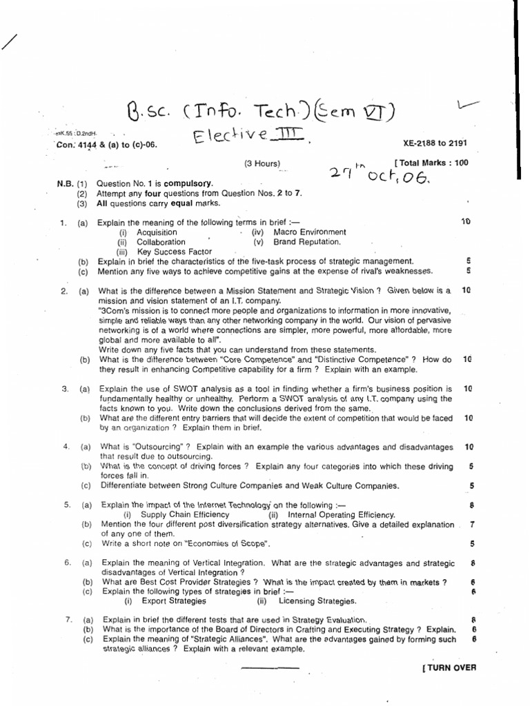 TY BSC IT Question Papers Mumbai University | PDF