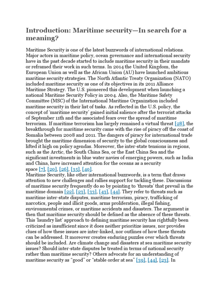 Introduction: Maritime Security-In Search For A Meaning? | PDF ...