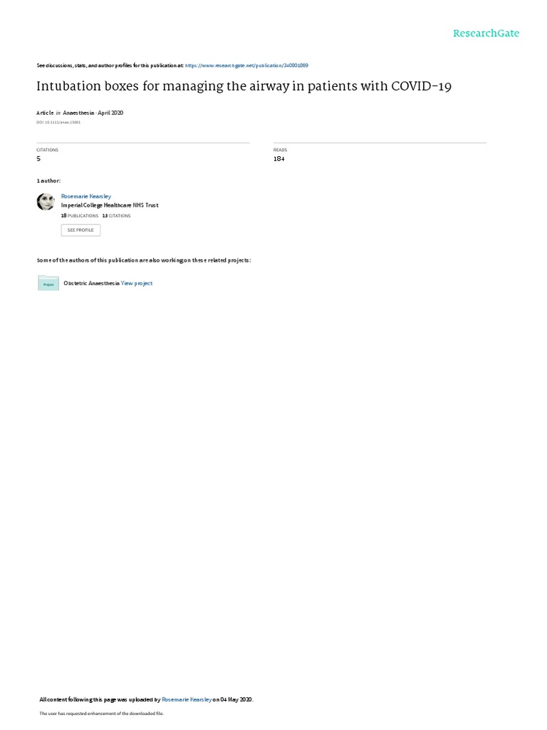 Intubation Boxes For Managing The Airway in Patients With COVID 19 ...