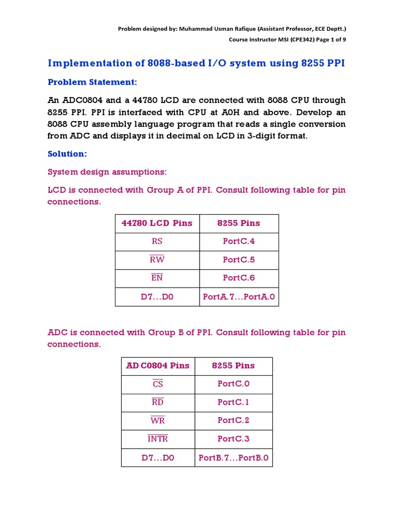 8255 Interfacing Example | PDF | Electronics | Electronic Engineering