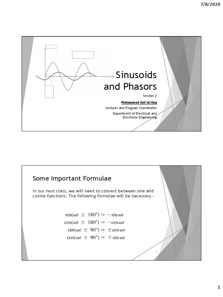 Sinusoids & Phasors 2 | PDF | Sine Wave | Complex Number