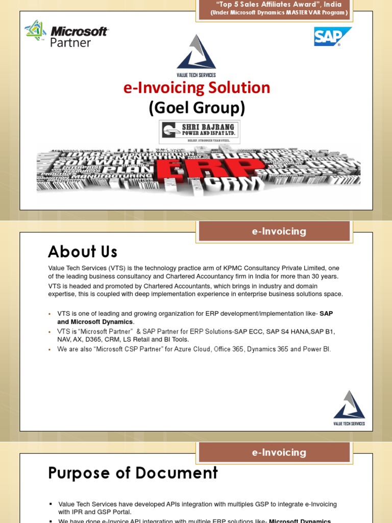 E-Invoicing Solution: (Goel Group) | PDF | Sap Se | Enterprise Resource ...