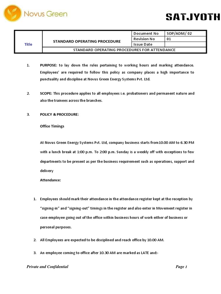 ATTENDANCE Process v1.0 | PDF | Payroll | Employee Relations