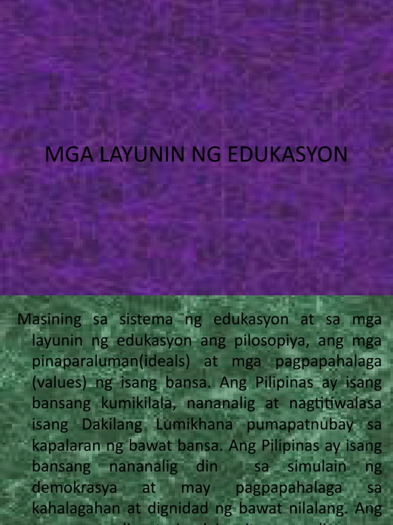 Mga Layunin NG Edukasyon | PDF