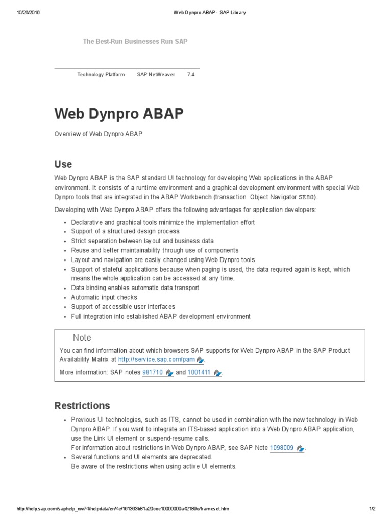 Web Dynpro ABAP - SAP Library | Download Free PDF | User Interface ...