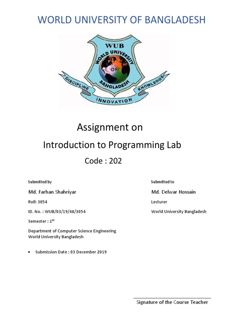 Assignment Fornt Page FS Print | PDF
