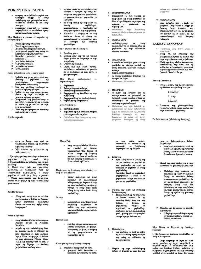 FILIPINO 2nd Quarter NOTES | PDF
