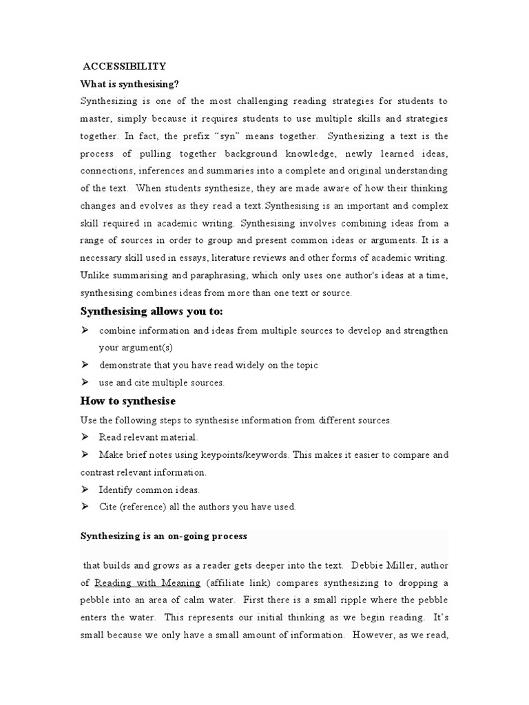 What Is Synthesising?: Synthesising Allows You To | PDF