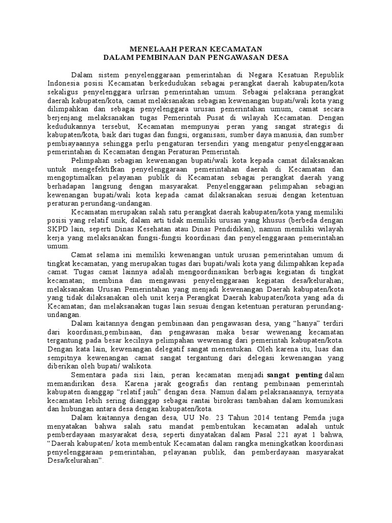 Menelaah Peran Kecamatan | PDF