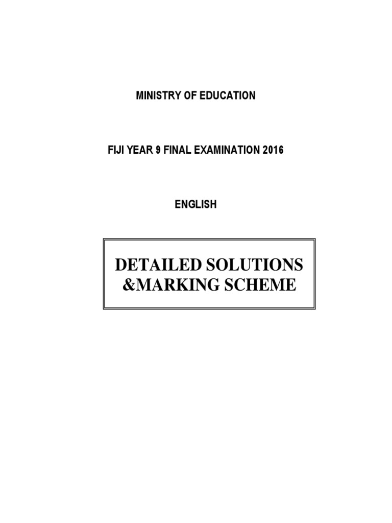 Fiji Year 9 English Exam Solutions | PDF | Clause | Syntax