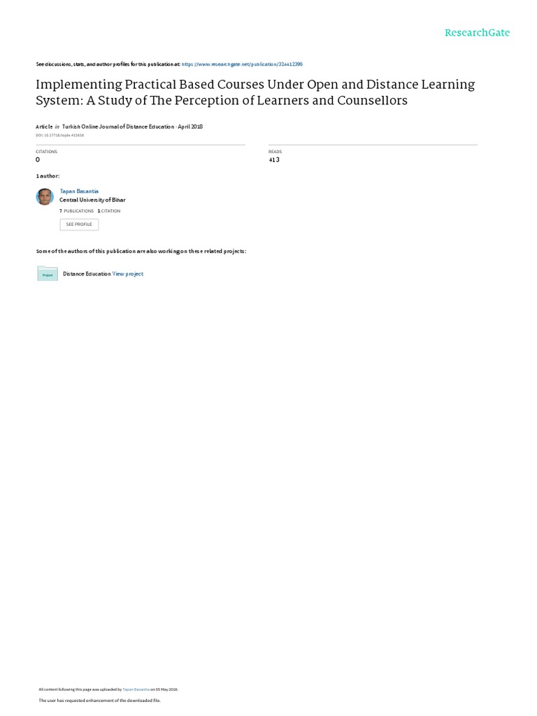 Implementing Practical Based Courses Under Open An | PDF | Distance Education | Qualitative Research