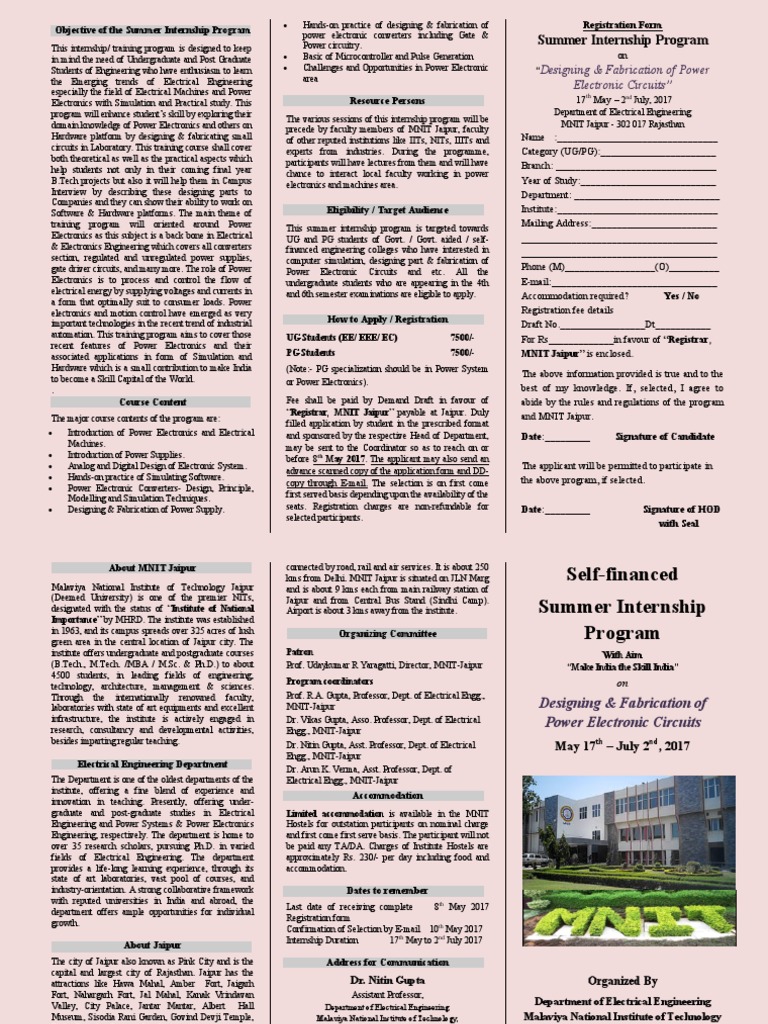 Summer Internship Program: Designing & Fabrication of Power Electronic ...