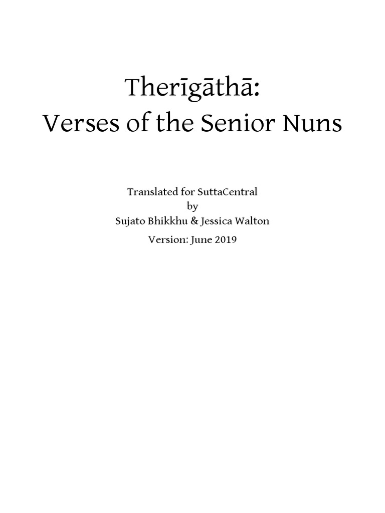 Therigatha: Cerses of The Senior Nuns. | Download Free PDF | Gautama ...