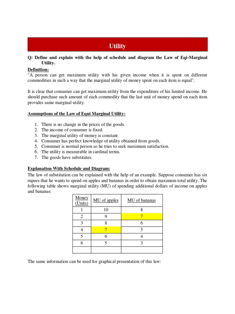 Law of Equi-Marginal Utility | PDF | Utility | Marginal Utility