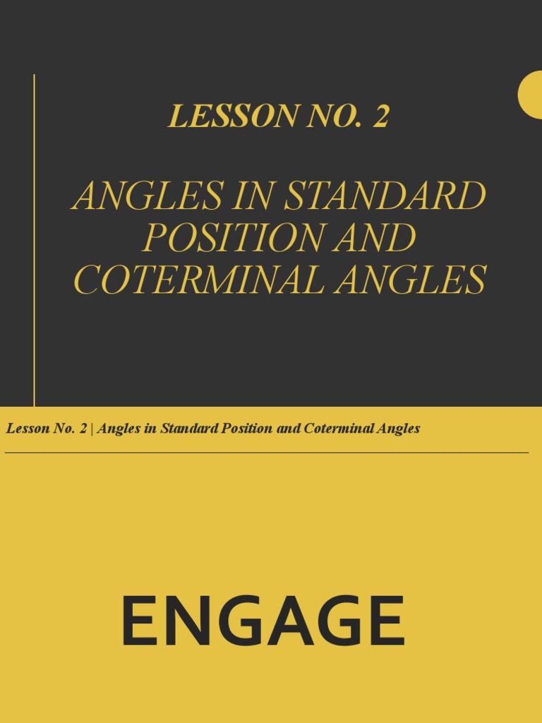 Standard Position & Coterminal Angles | PDF | Angle | Behavior Modification