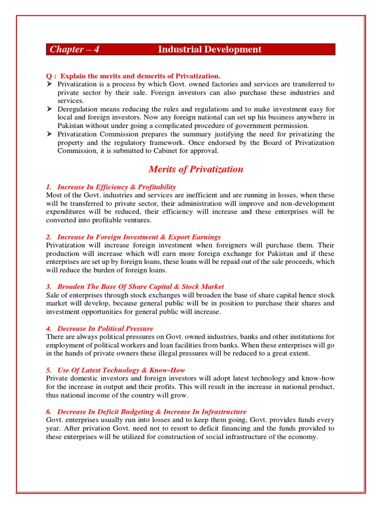 Define Privatization and Discuss Its Merits and Demerits. | PDF ...