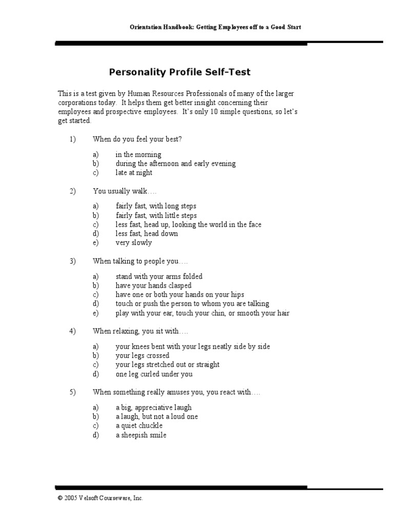 Employee Personality Profile Test | PDF | Career & Growth | Language ...