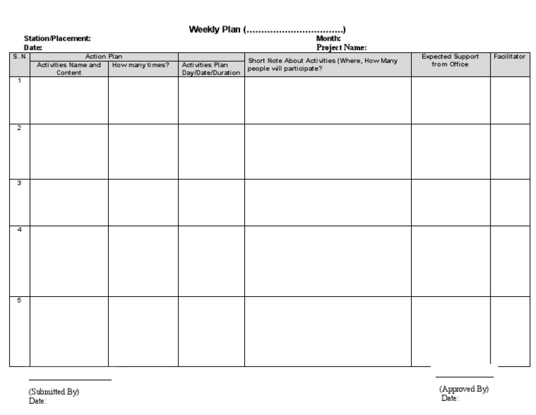 Weekly Plan Template | PDF