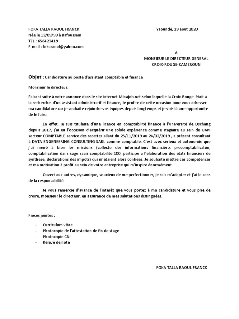 Lettre de Motivation Croix-Rouge PDF | PDF