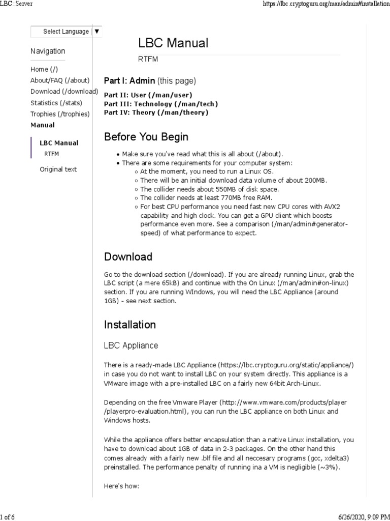 LBC Manual: Before You Begin | PDF | Linux | Central Processing Unit