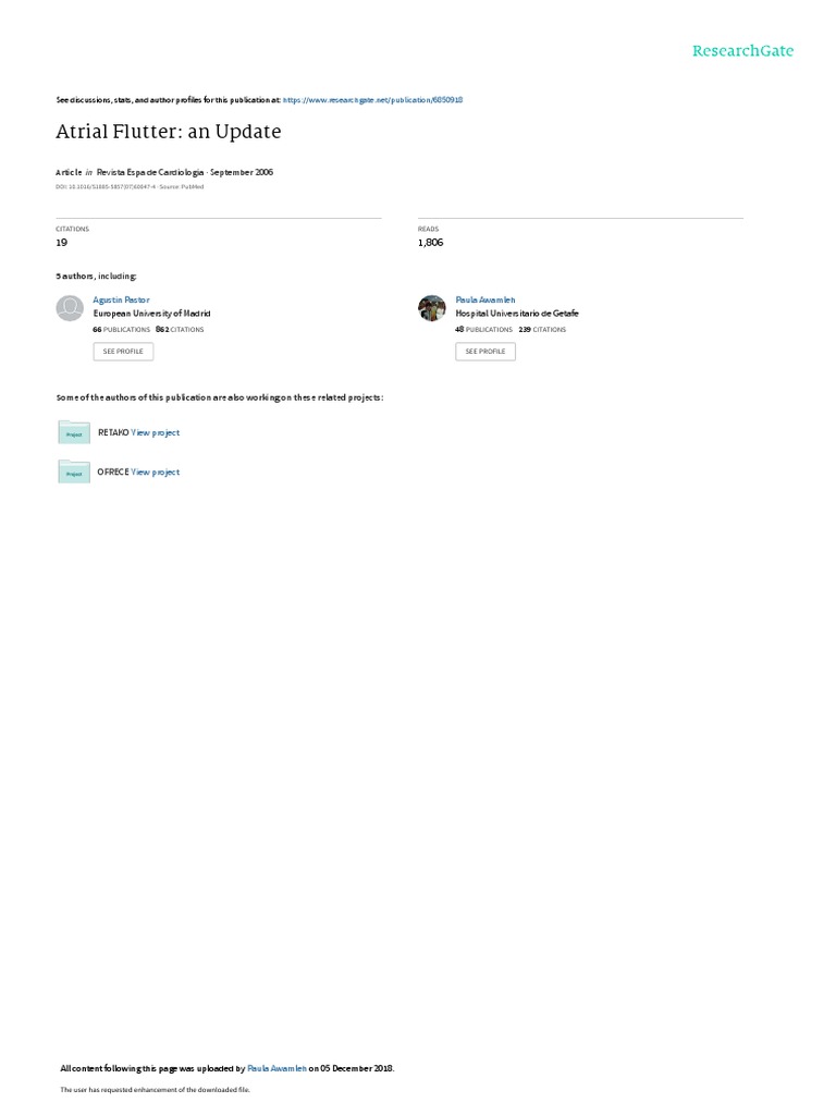Atrial Flutter: An Update: Revista Espa de Cardiologia September 2006 ...