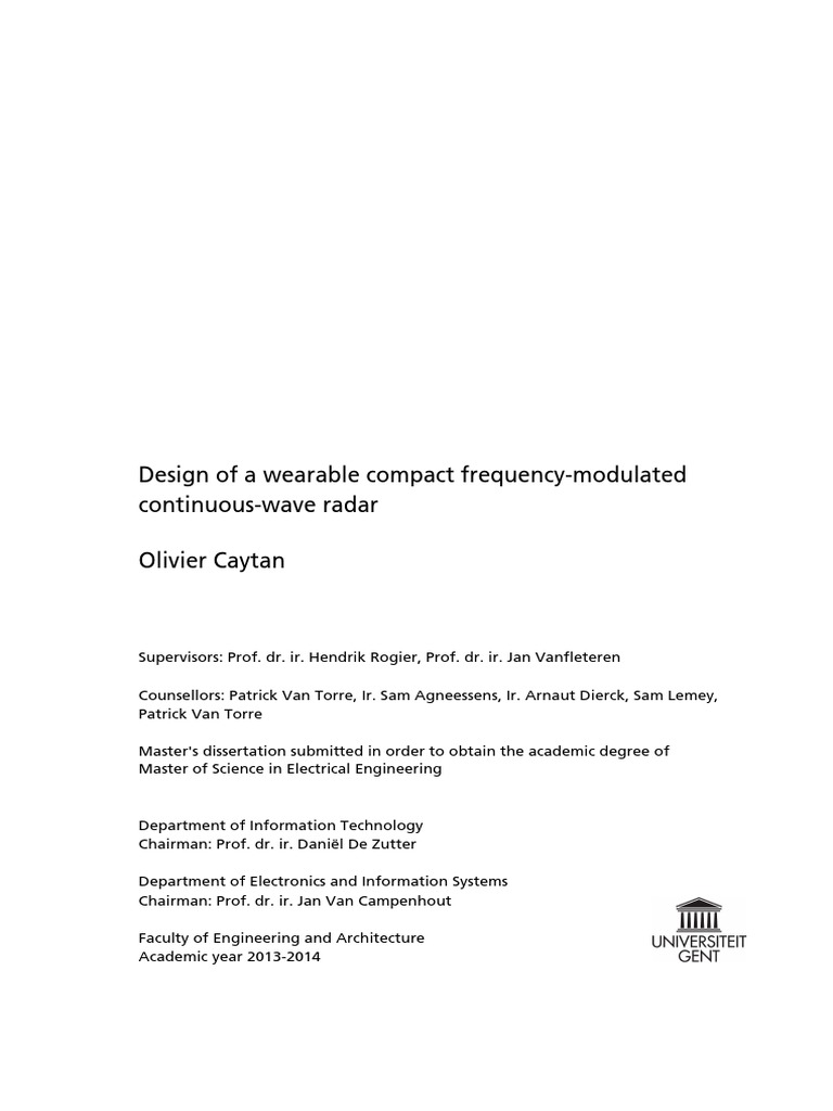 Design of A Wearable Compact Frequency Modulated Continuous Wave Radar | PDF | Radar | Transmitter