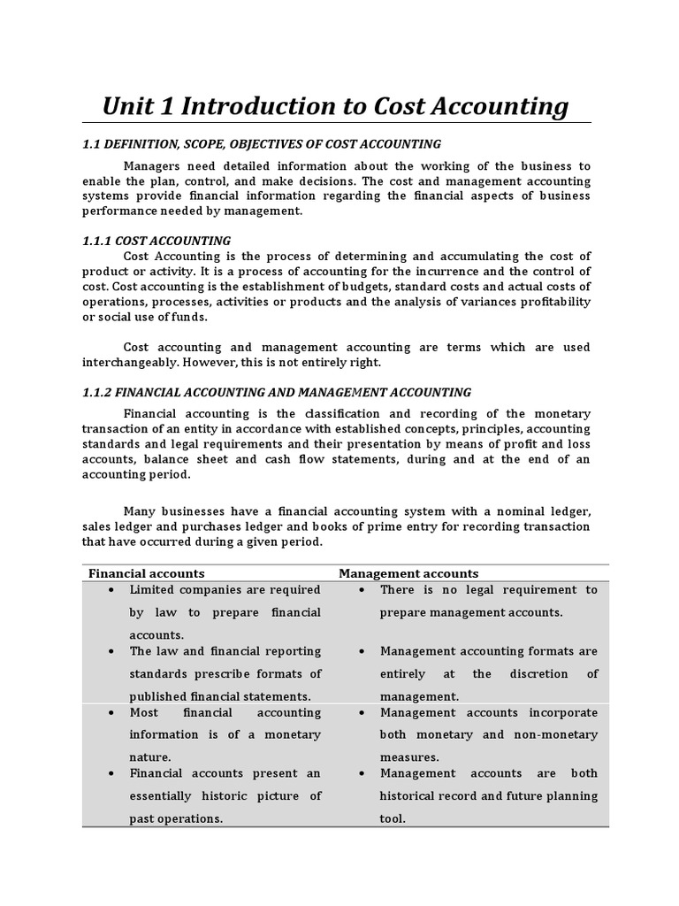 Cost Accounting Overview and Importance | PDF | Cost Accounting ...