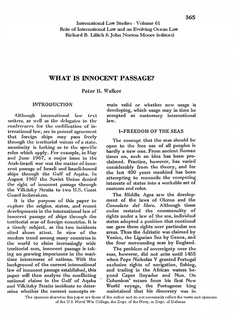What Is Innocent Passage | PDF | Territorial Waters | Oceans