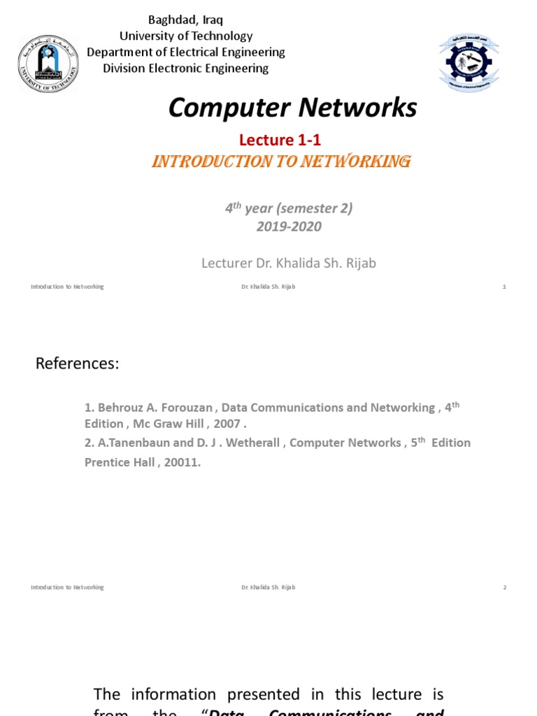 4th Computer Networks Lecture 1 1 Introduction Pdf Computer Network