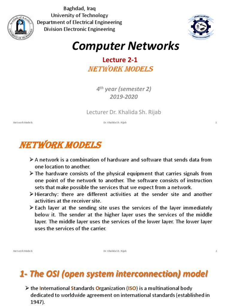 4th Computer Networks Lecture 2-1-OSI Model PDF | PDF | Osi Model ...