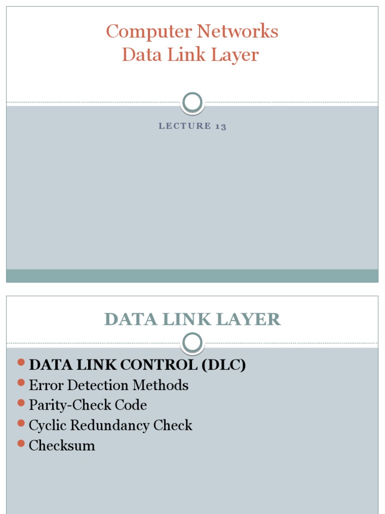 Lecture 13 Data Link Layer Error Detection Methods Pdf Error