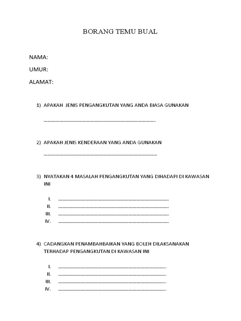 Borang Temu Bual | PDF