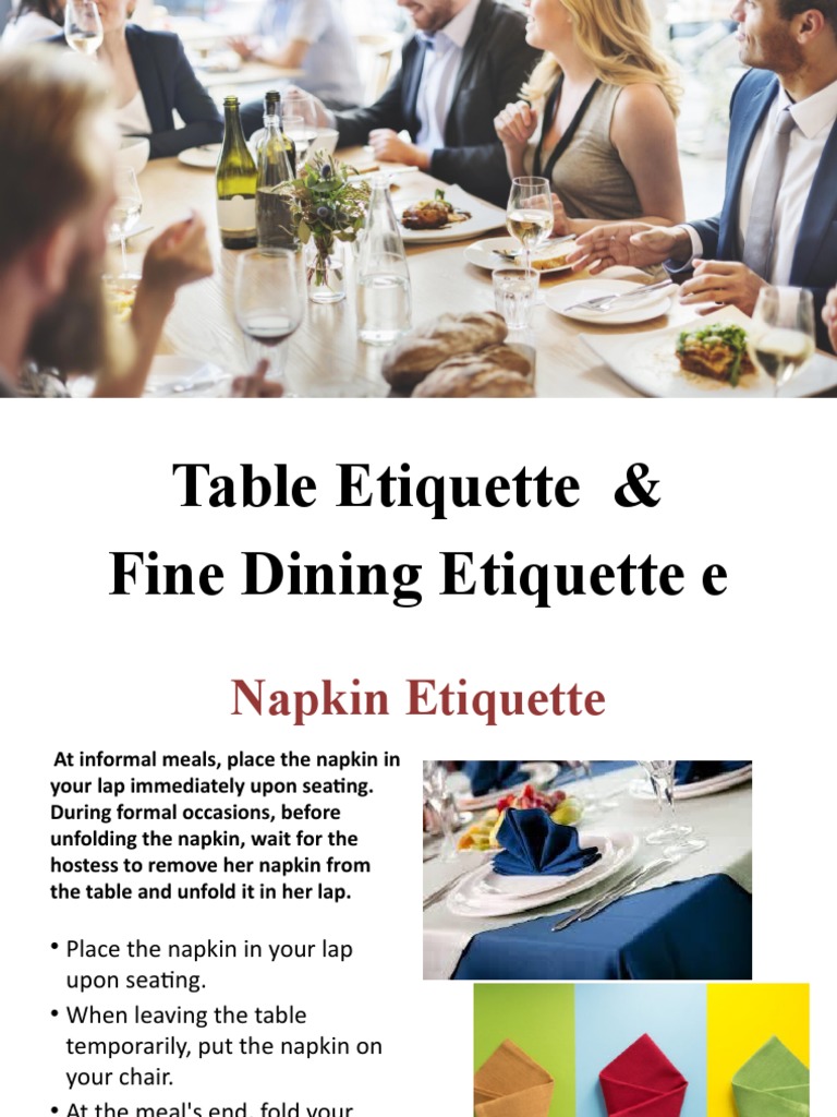 Essential Table and Dining Etiquette | PDF | Tools | Consumer Goods