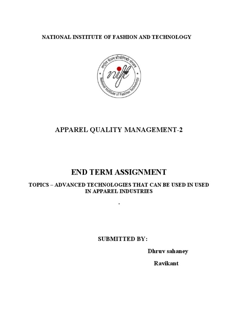 End Term Assignment: Apparel Quality Management-2 | PDF | Image Scanner | Prototype