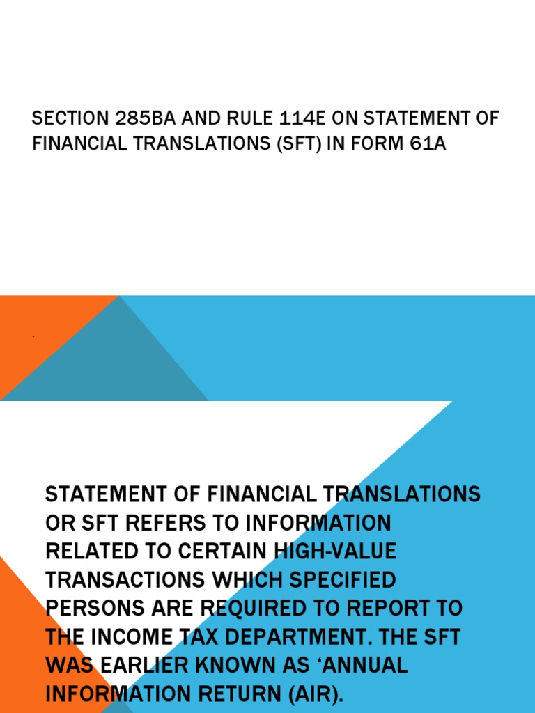 SFT Reporting in Form 61A Guide | PDF | Payments | Banks
