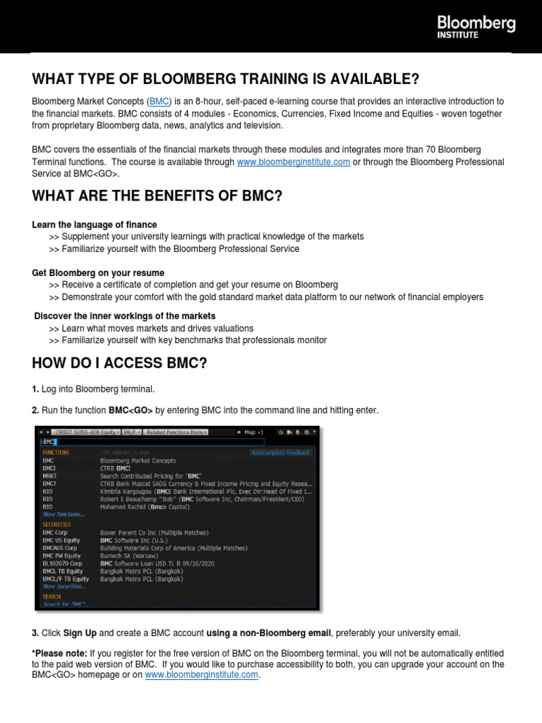 What Type of Bloomberg Training Is Available? | PDF | Business