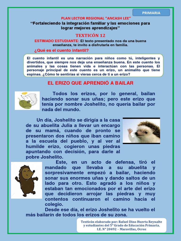 El Erizo Bailarín | PDF | Cuentos