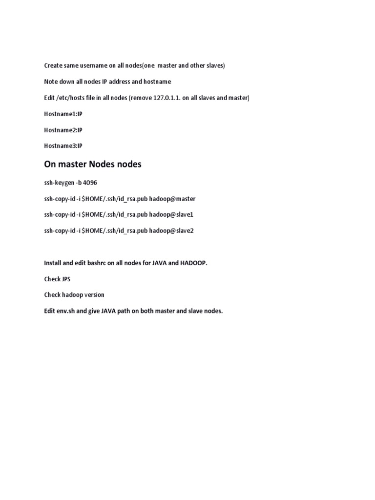 Configuring A Hadoop Cluster With One Master Node And Multiple Slave Nodes Pdf Apache Hadoop