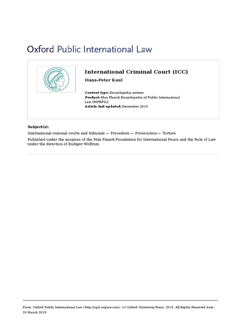 The International Criminal Court | PDF | International Criminal Court ...
