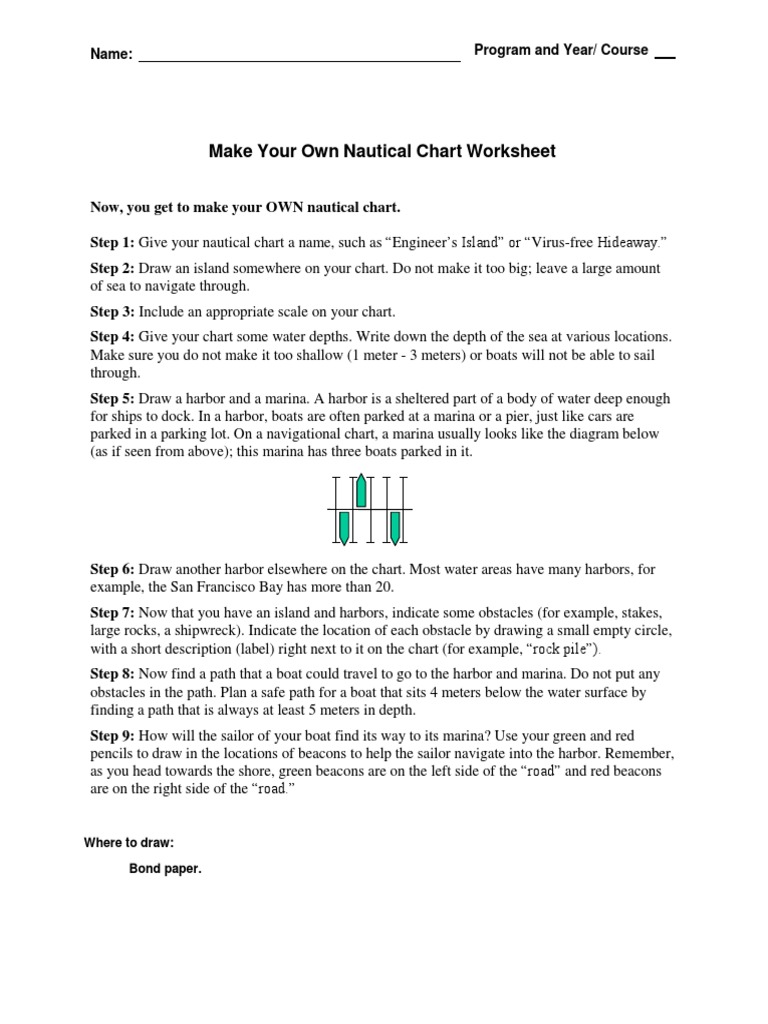 Worksheet 2 - Make Your Own Nautical Chart | PDF | Art
