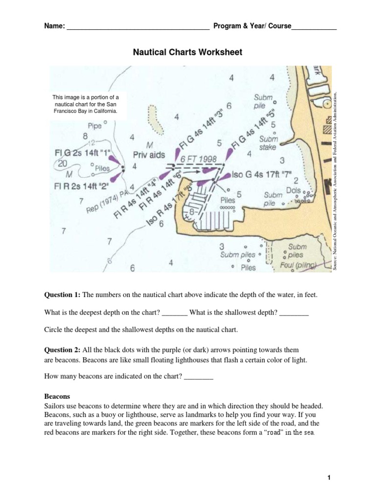 Nautical Chart Navigation Worksheet | PDF | Navigation | Water Transport