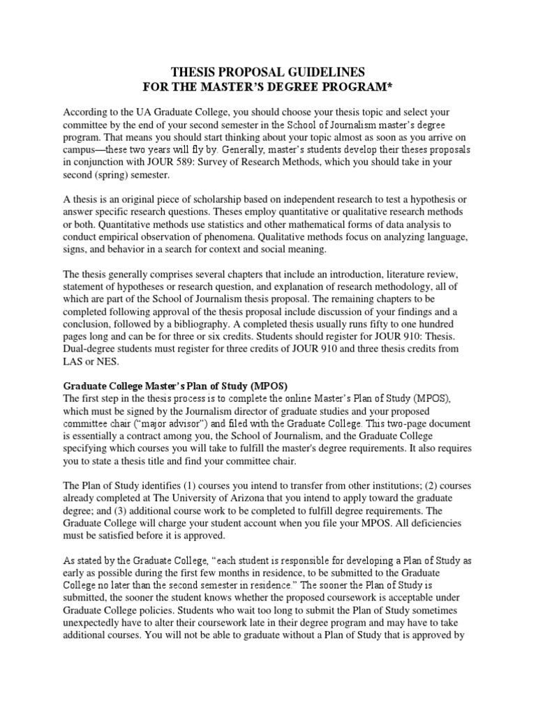 Thesis Proposal Guidelines Pdf Thesis Qualitative Research