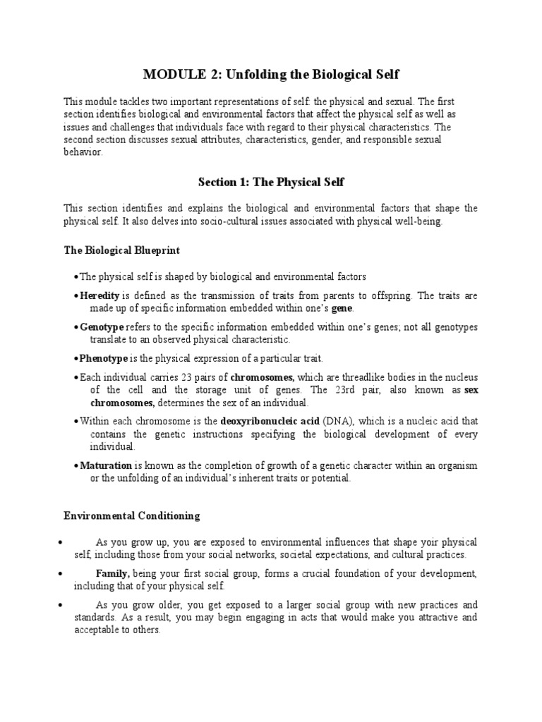 MODULE 2: Unfolding The Biological Self | PDF | Sexually Transmitted Infection | Gender