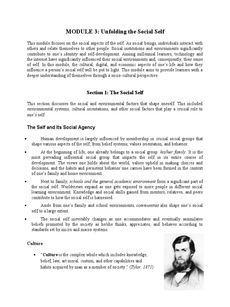MODULE 3: Unfolding The Social Self | PDF | Collectivism | Self