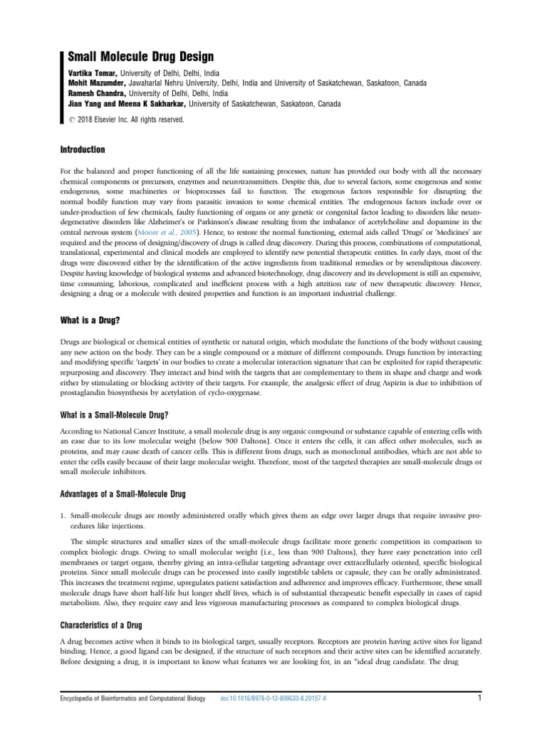 Small Molecule Drug Design PDF | PDF | Drug Design | Docking (Molecular)