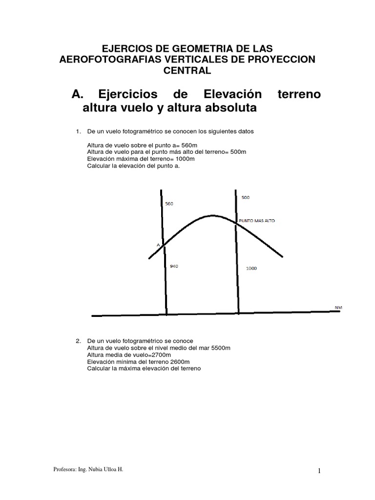 Ejercicios de Aerofotografias de Proyeccion Central Agosto 2020 | PDF ...