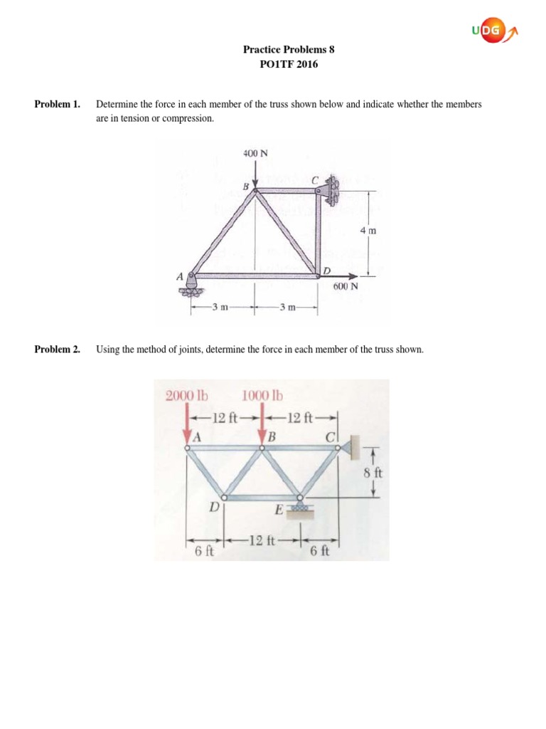 PP9a - Solutions - Trusses - Method of Joints | PDF | Truss | Force