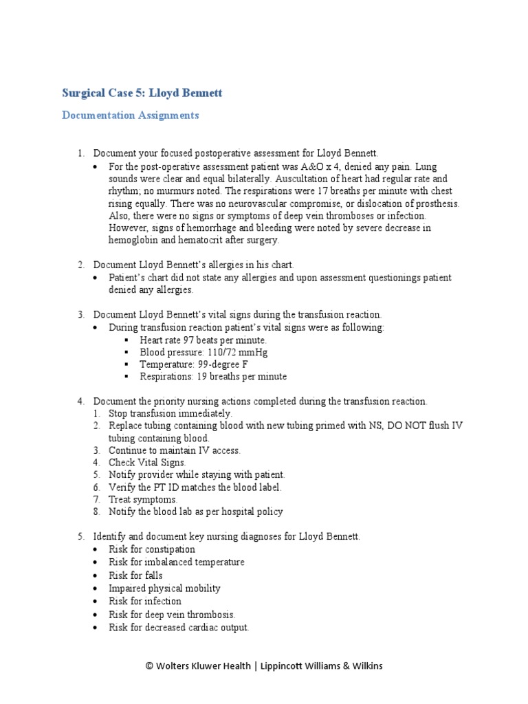 Lloyd Bennett Documentation | PDF | Blood Transfusion | Blood